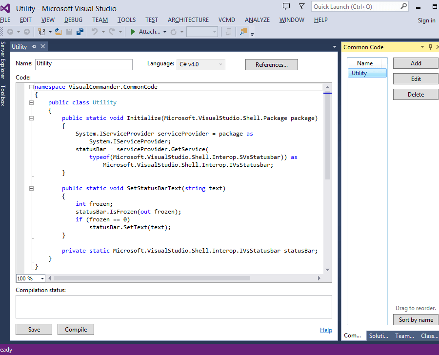 Visual Commander v1.6 adds common code modules for commands and ...