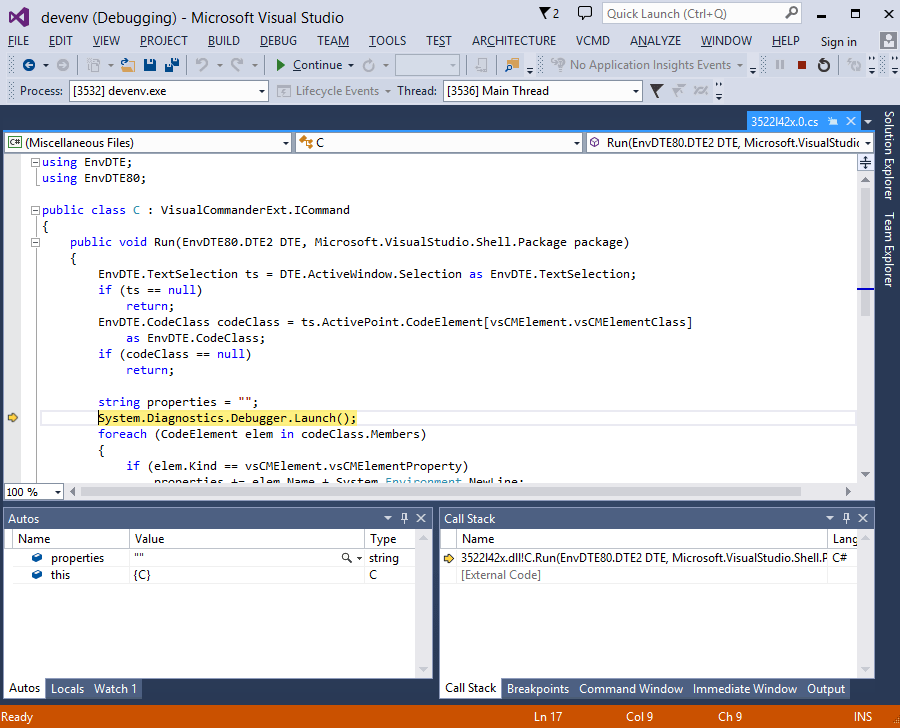 Visual Commander v2.2 adds command execution debugging | Making Visual Studio perfect