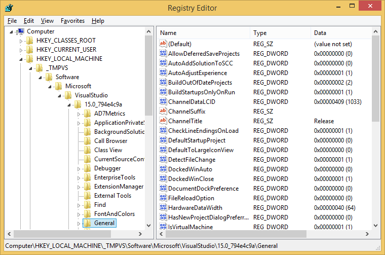 Changing Visual Studio 2017 private registry settings | Making Visual ...