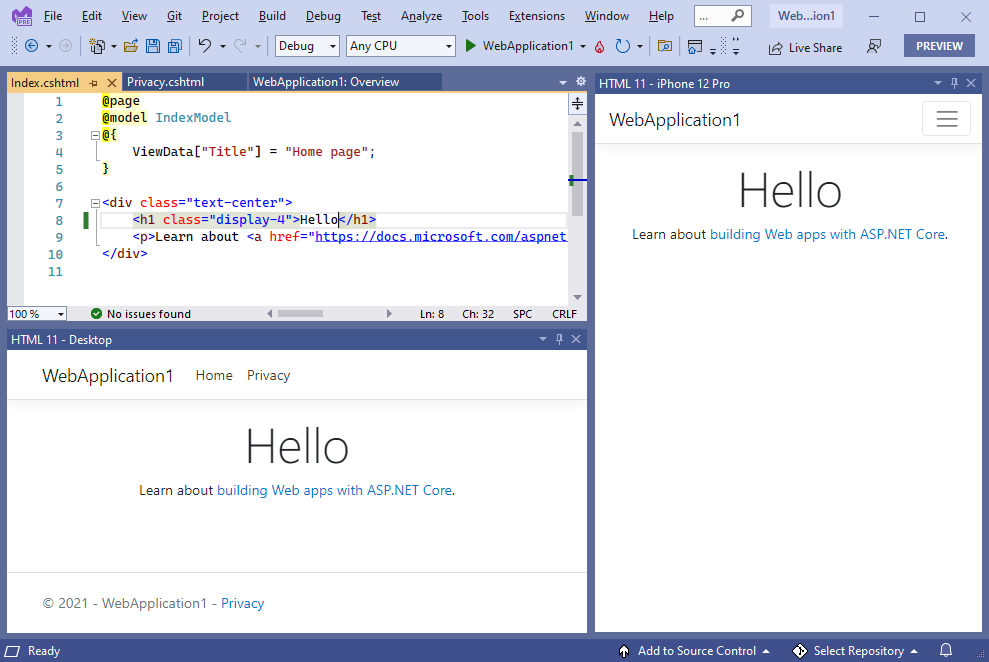 HTML 11 v2 integrates live web page preview in Visual Studio 2022 ...